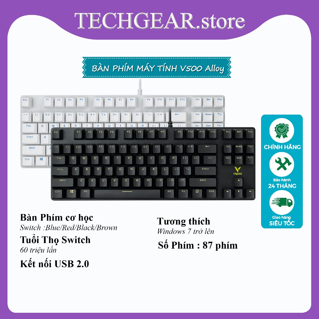 RAPOO V500 Alloy Mechanical Gaming Keyboard 87 Keys TKL | Genuine 24 ...