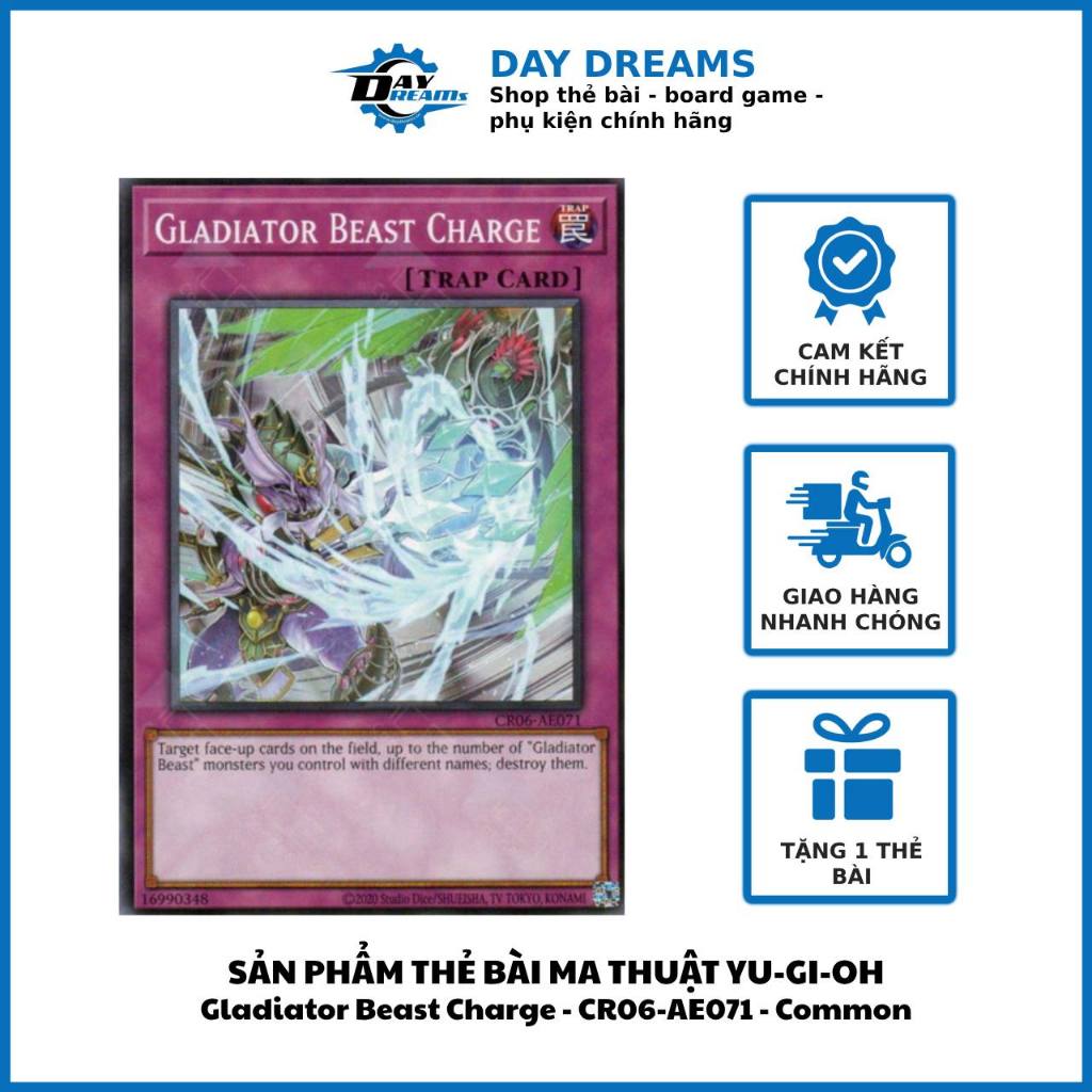 Genuine YUGIOH CARD: Gladiator Beast Charge - CR06-AE071 - Common | Shopee Philippines