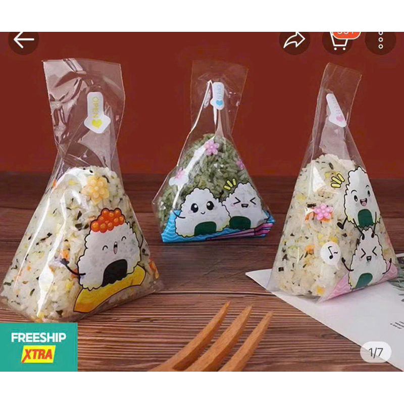 Combo of 100 rice ball bags, triangle rice bags, onigiri plastic rice ...