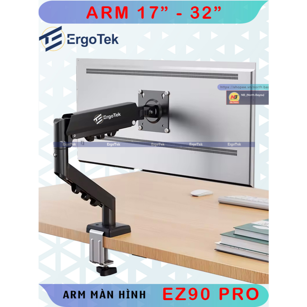 Ez90 Pro Ergotek - Monitor Arm - Pneumatic Piston - Monitor Mount [17 ...
