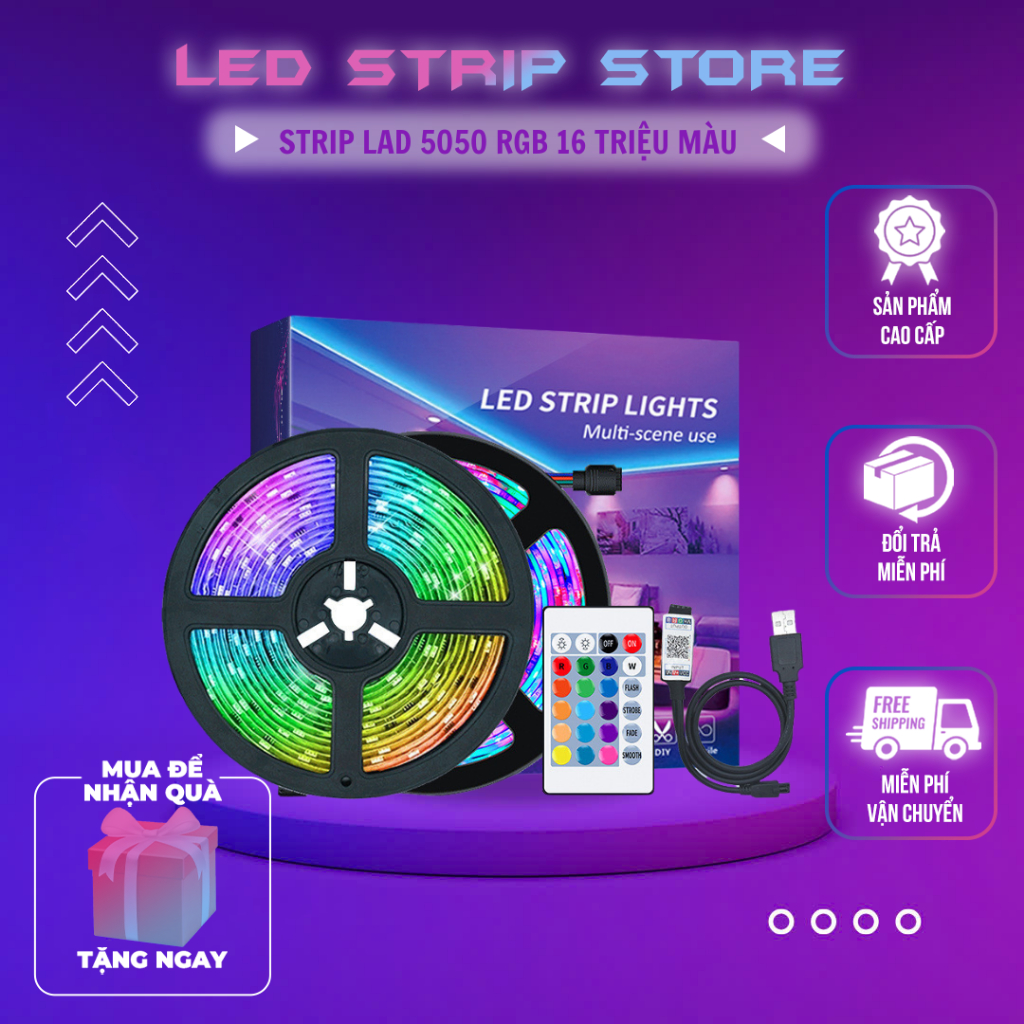 Rgb 5050 Led Strip Decorative Light, 3M 5V LED String Light Remote ...
