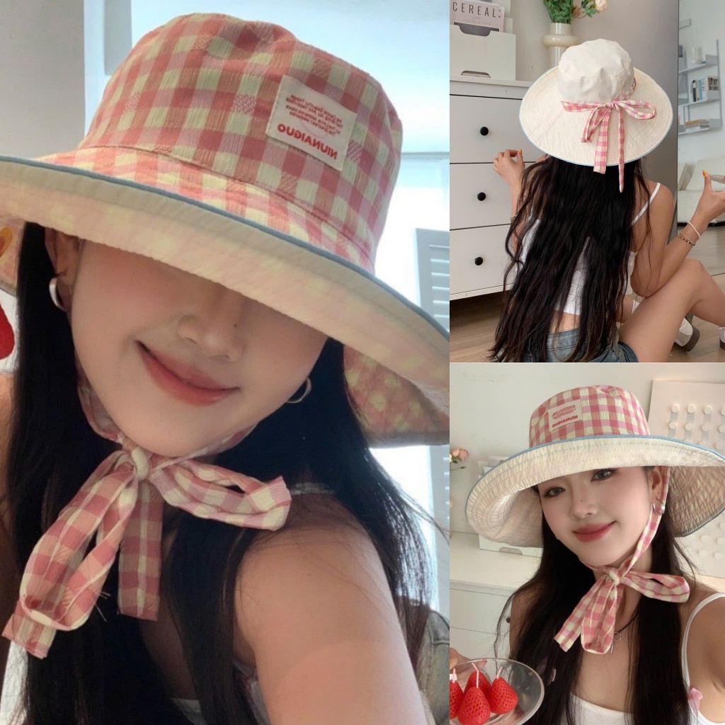 Linh TUXEDO - WIDE BRIM BUCKET HAT WITH TWO-SIDED SLIM AND PINK CARROT ...