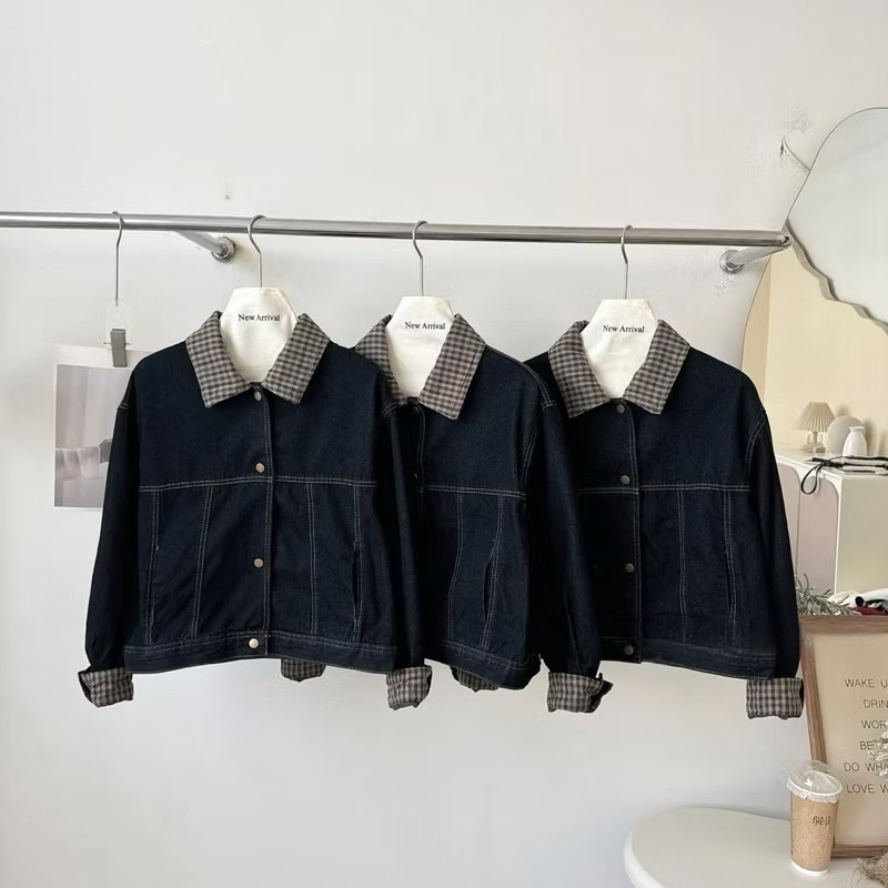Beef jacket with brown striped cuffs and rib pockets | Shopee Philippines
