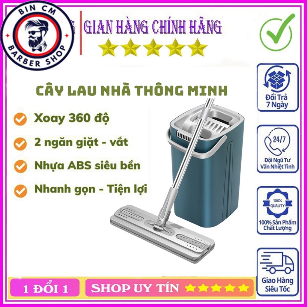 Smart Mop Set, Mop Set with 2 Smart Self-Winging Compartments, Super ...