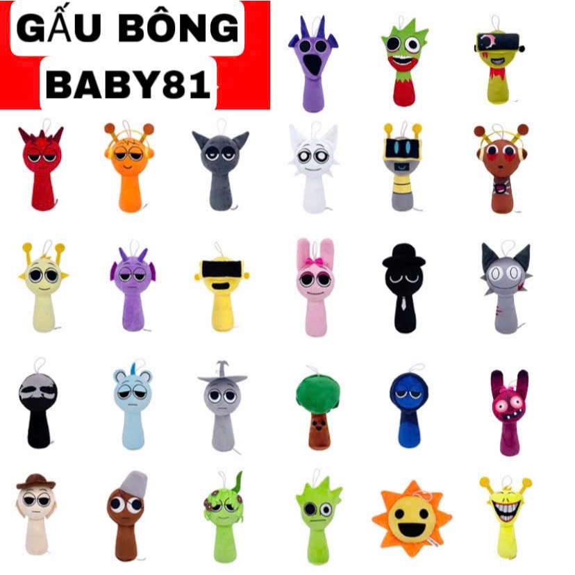 Sprunki Teddy Bear, Sprunki Incredibox Plushie Sprunki Wend Doll Gray ...