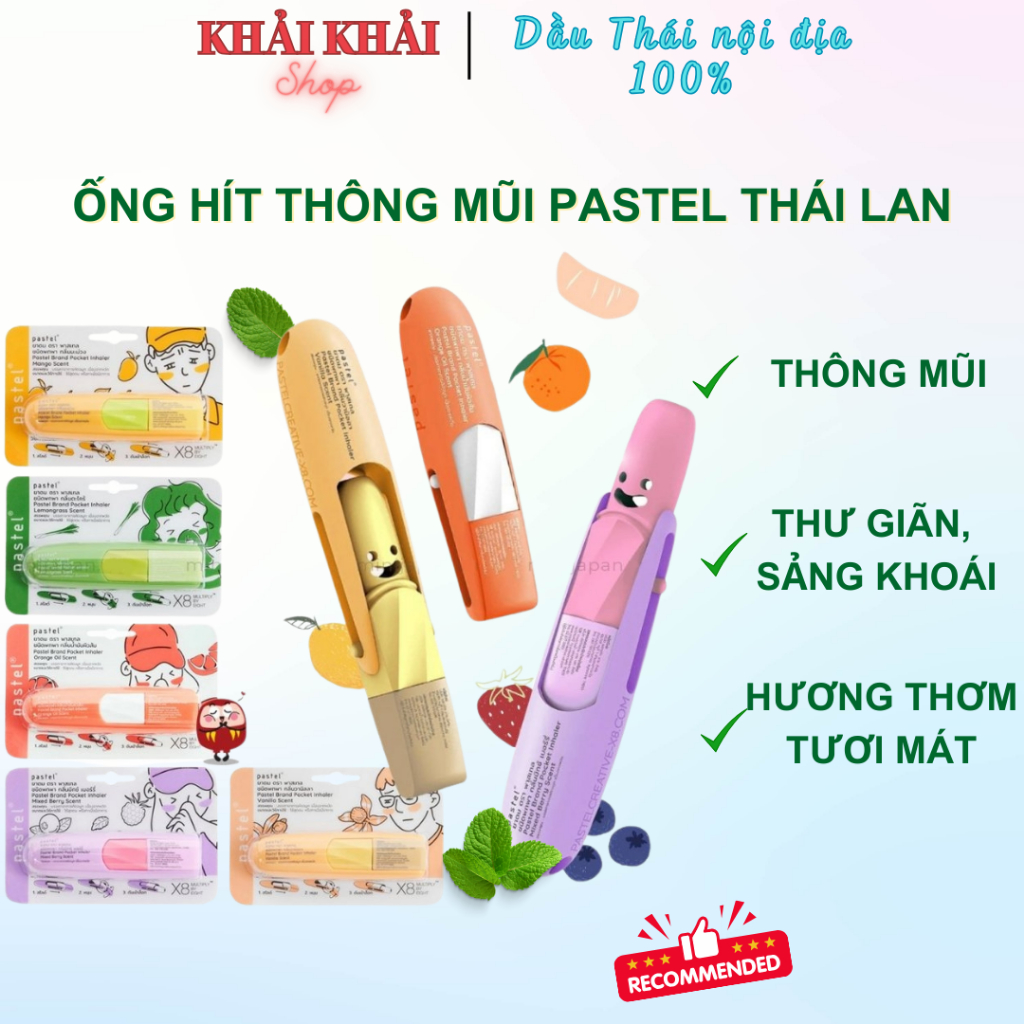Pastel Pocket Inhaler, Pastel Inhaler, Thai nasal decongestant oil ...