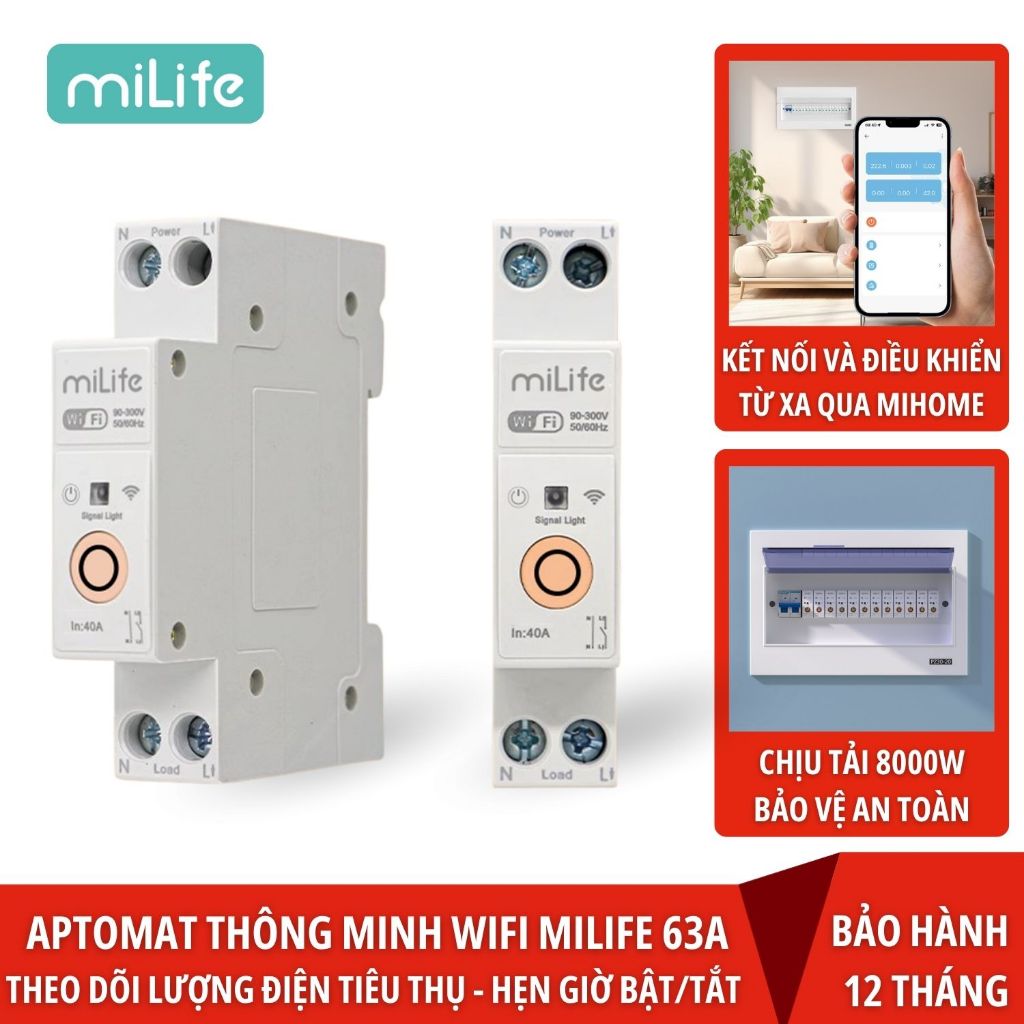 Milife 63A Wifi Smart CB Aptomat connects mihome app | Shopee Philippines