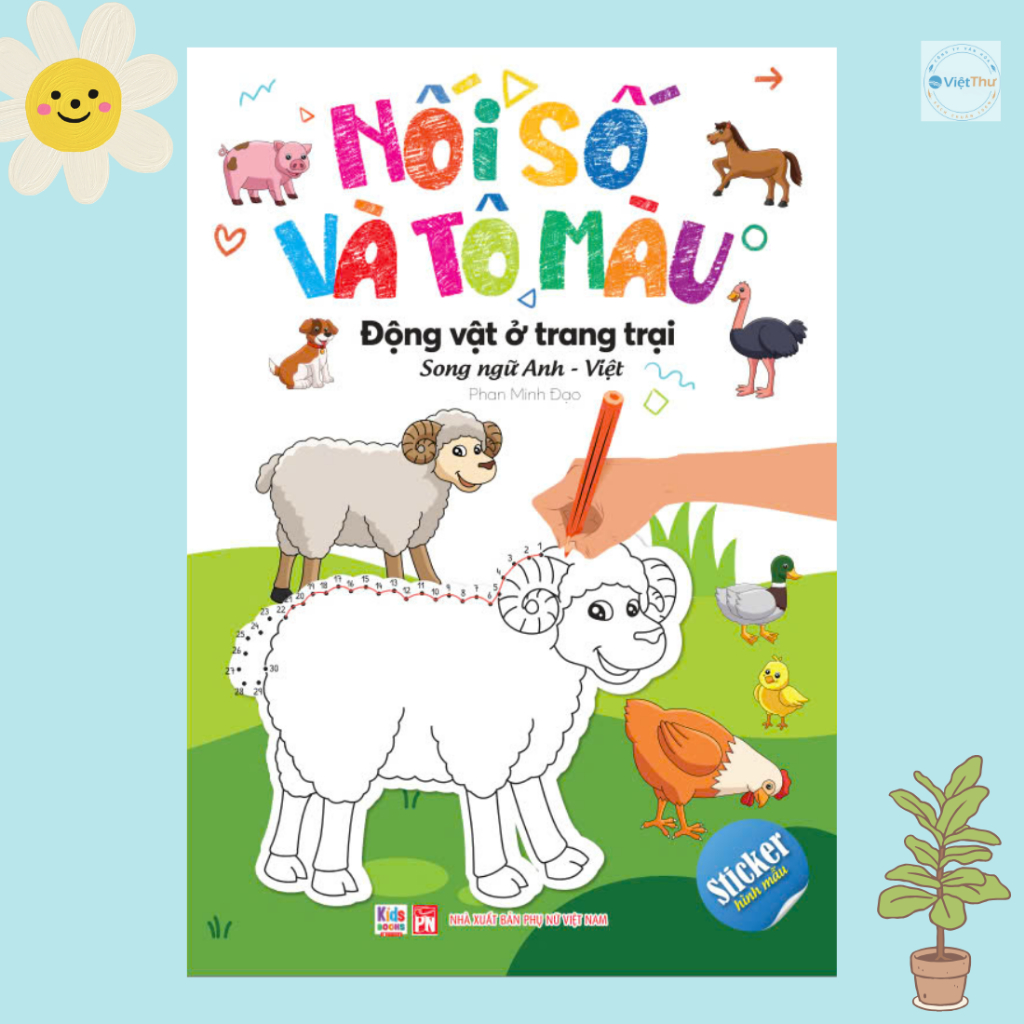 Bilingual coloring book - Matching Numbers and Coloring - Farm Animals ...