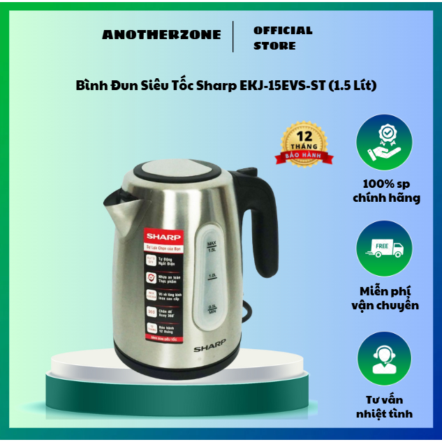 Sharp EKJ-15EVS-ST Electric Kettle (1.5 Liter) [Genuine Product ...