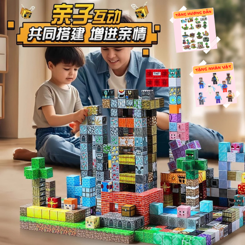 (Free Characters and Instructions) Magnetic Block Minecraft Assembly ...