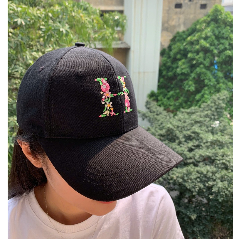 Cap embroidered with letters according to names from A - Z in floral ...