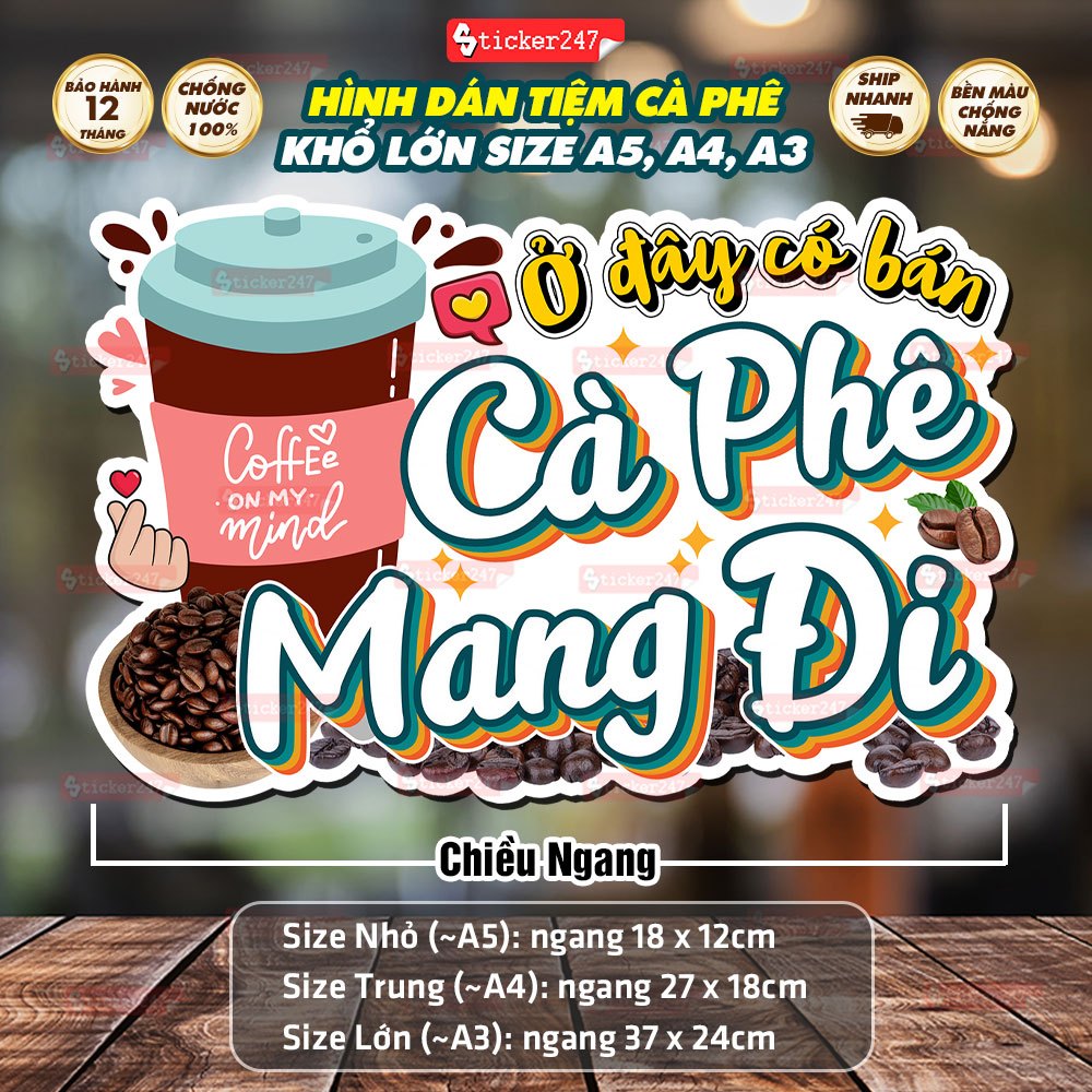 Coffee Decal Take Away Waterproof Sticker/Plastic Laminated Here Is ...