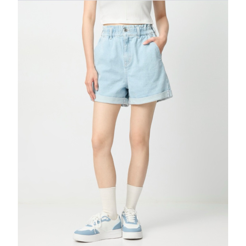 Women's denim shorts, elegant ruffled scorpion shorts, wide leg folded ...