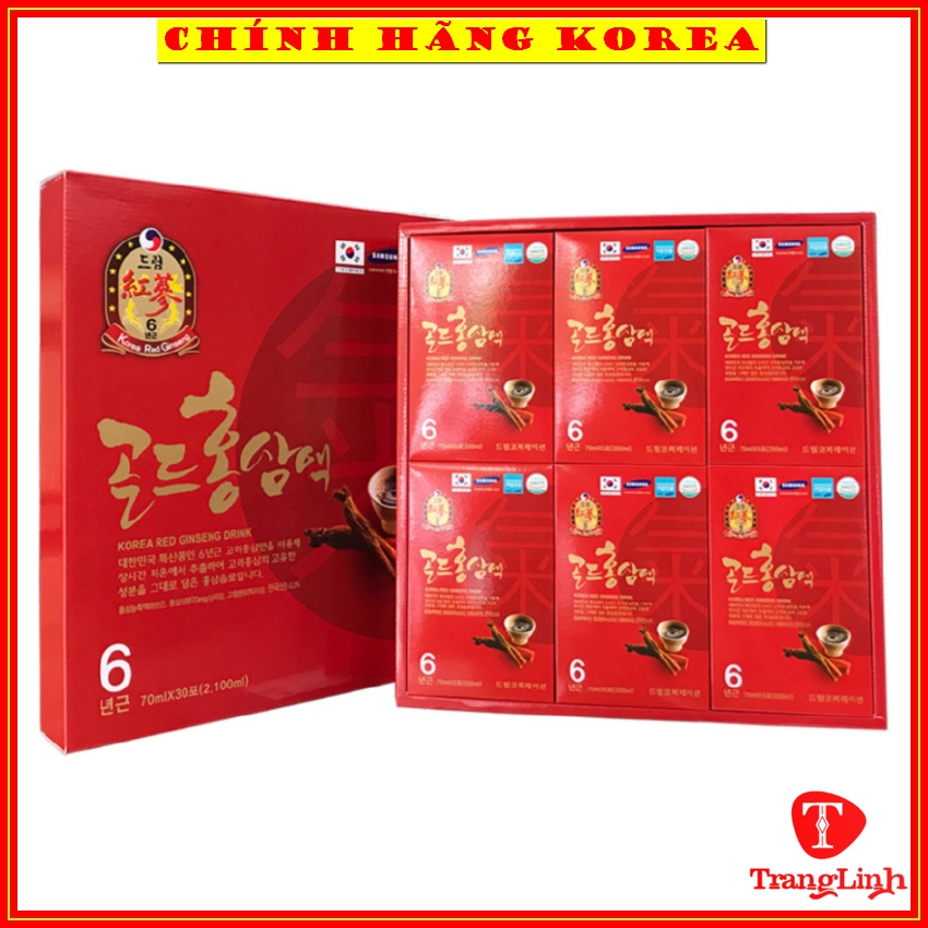 Genuine Korean red ginseng drink, box of 30 packs x 70ml | Shopee ...