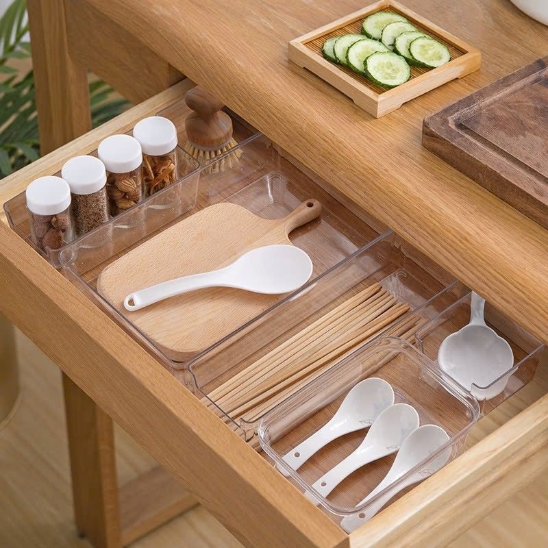 Kitchen Cabinet Drawer Divider, Transparent Spoon Fork and Chopsticks ...