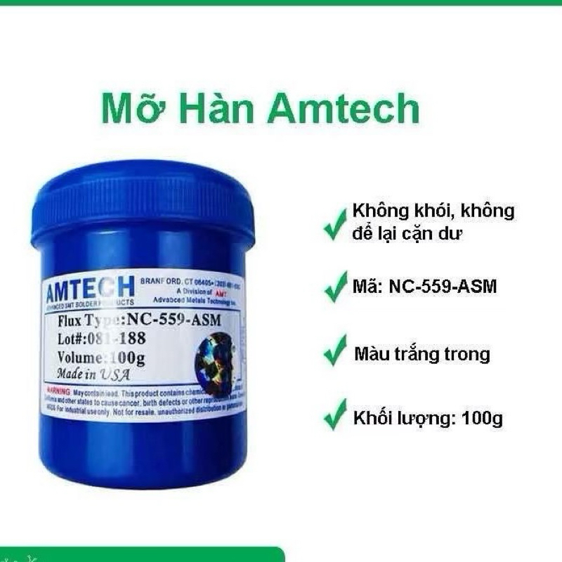 Amtech solder paste white grease blue bottle large 100g | Shopee ...