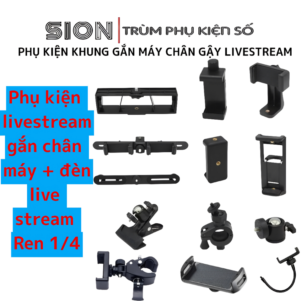 Live Stream Accessories 1/4 Thread Phone Clip Adapter, Tablet Clip ...