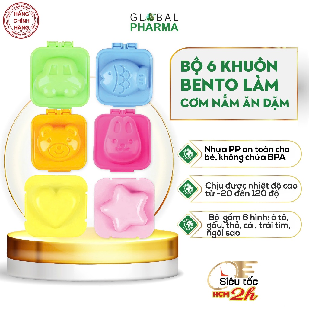 Set of 6 Bento molds to shape rice, make cakes, press eggs, and make ...