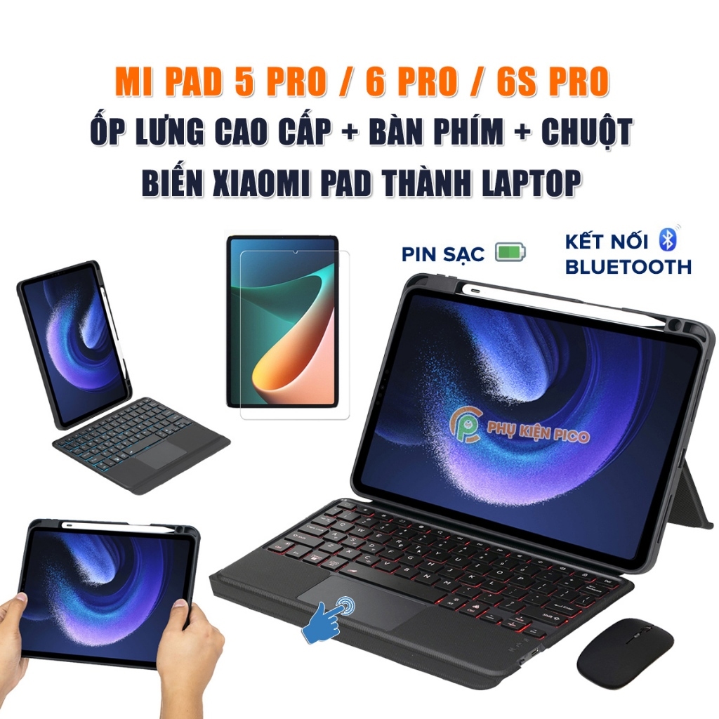 Xiaomi Mi Pad 5 / Mi Pad 6 Pro / 6S Pro 12.4 Inch / Pad 7 Pro premium leather case with tempered ...