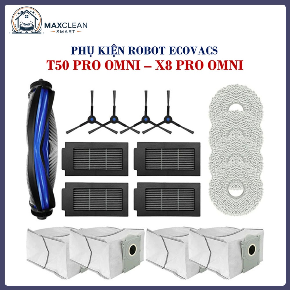 Ecovacs T50 Pro Omni – X8 Pro Omni robot accessories | Roll Brush, Side Brush, HEPA Filter ...