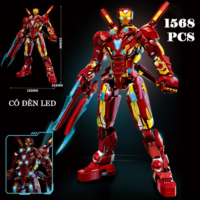 With Led Light - 1568 Details - Iron Man RoBot Model Assembly Toy Set ...