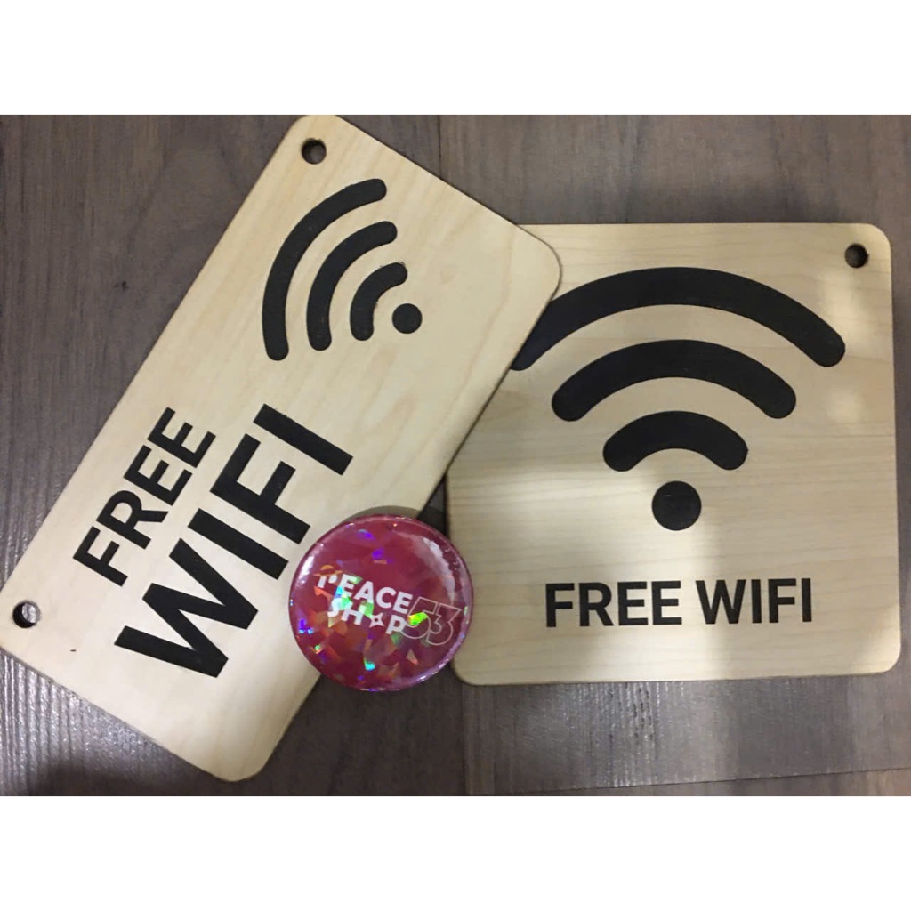 Hanging Wooden Board Engraved with Free Wifi Letters and Engraved Wifi ...