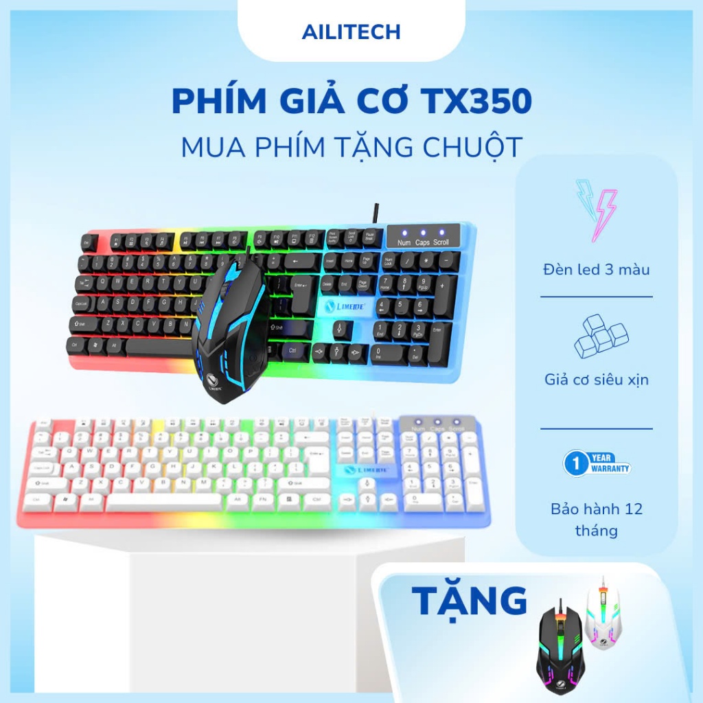 Limeide GTX350 Office Gaming Wired 3-Color Led Computer Keyboard ...