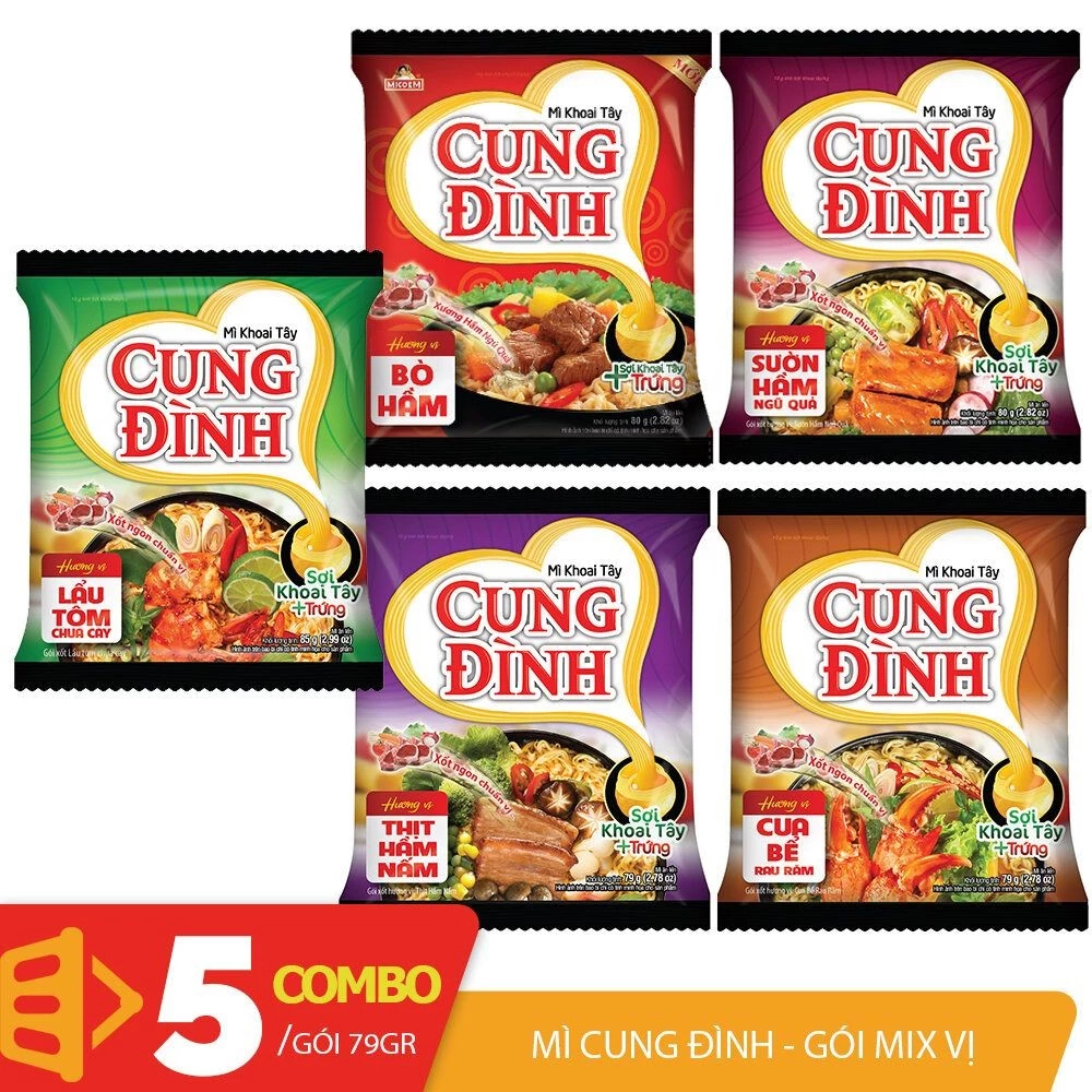 Combo 5 - 10 Packs of Royal Shrimp Noodles of All Flavors x 79g ...