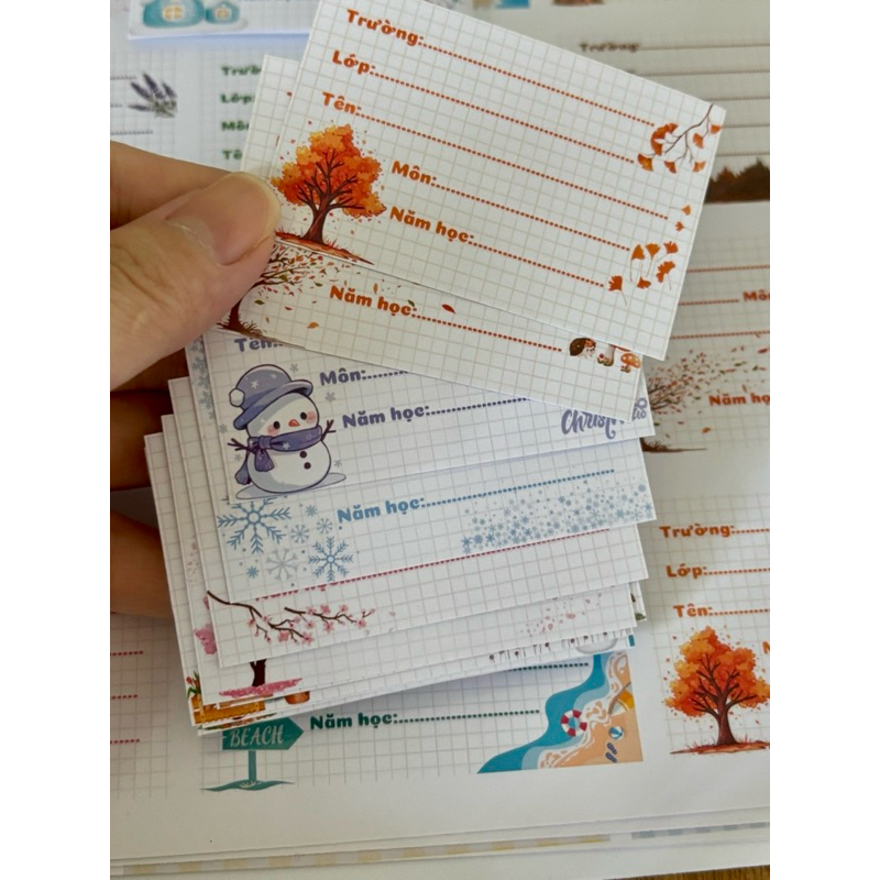Four seasons themed notebook labels, lovely pastel colors (set of 16 ...