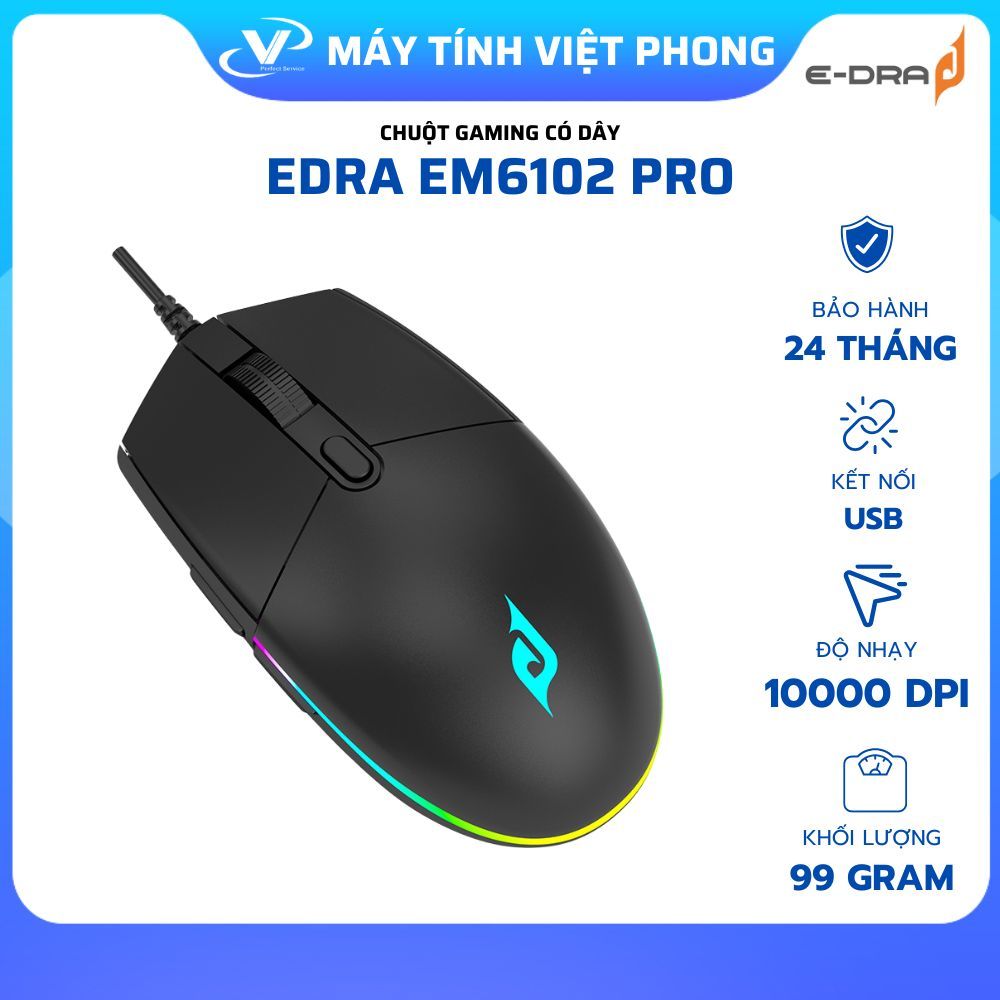 Edra EM6102 PRO WIRED GAMING MOUSE BLACK RGB - GENUINE | Shopee Philippines