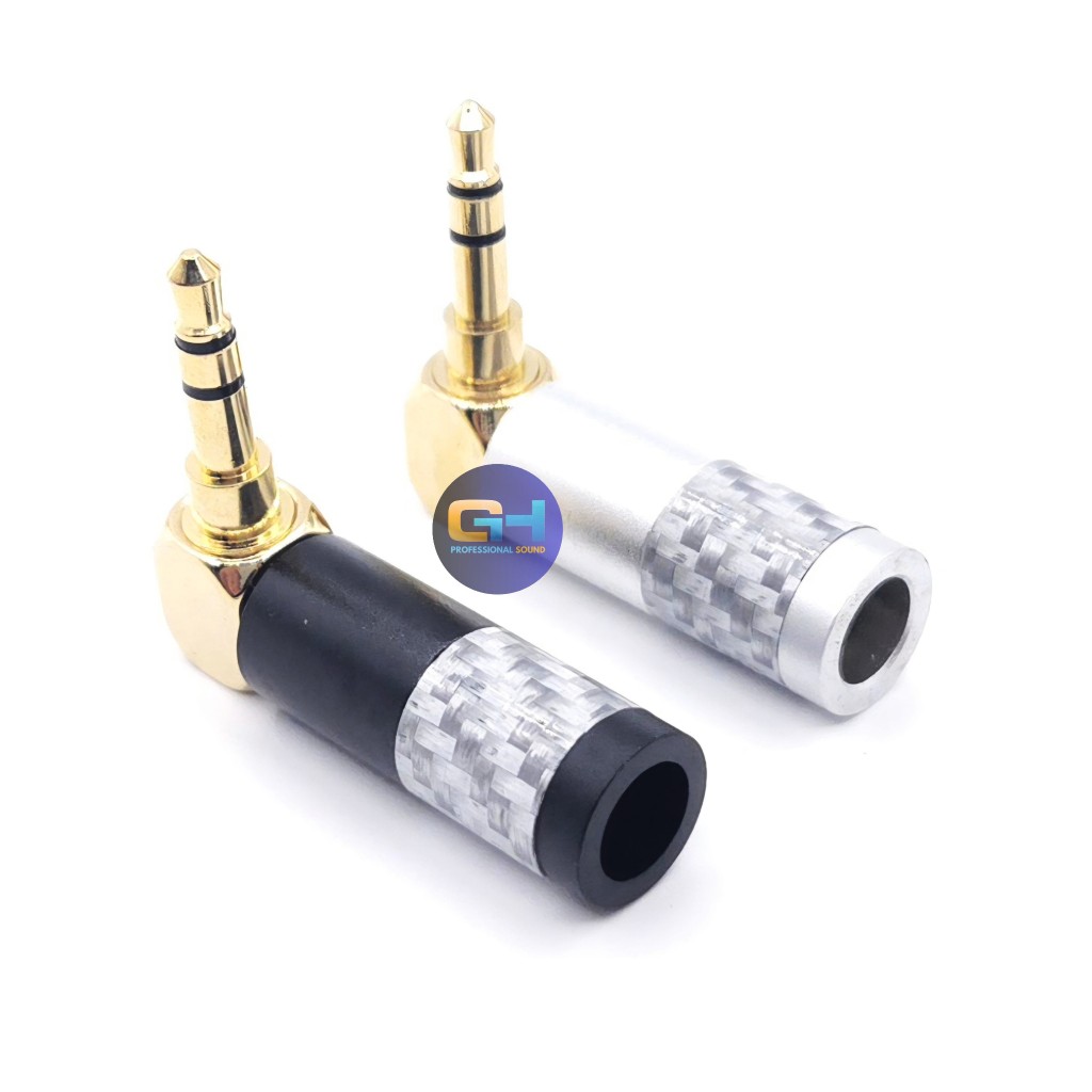 3mm 3.5mm curved Jack - 3 pins soldered with black carbon wire (Price ...