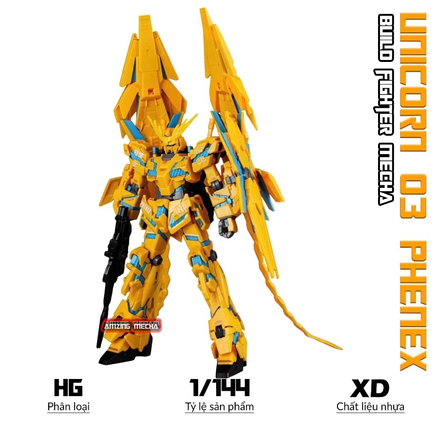 Hg Unicorn 03 Phenex Model, 1/144 Mecha FIghter, Plastic Assembly Toy ...