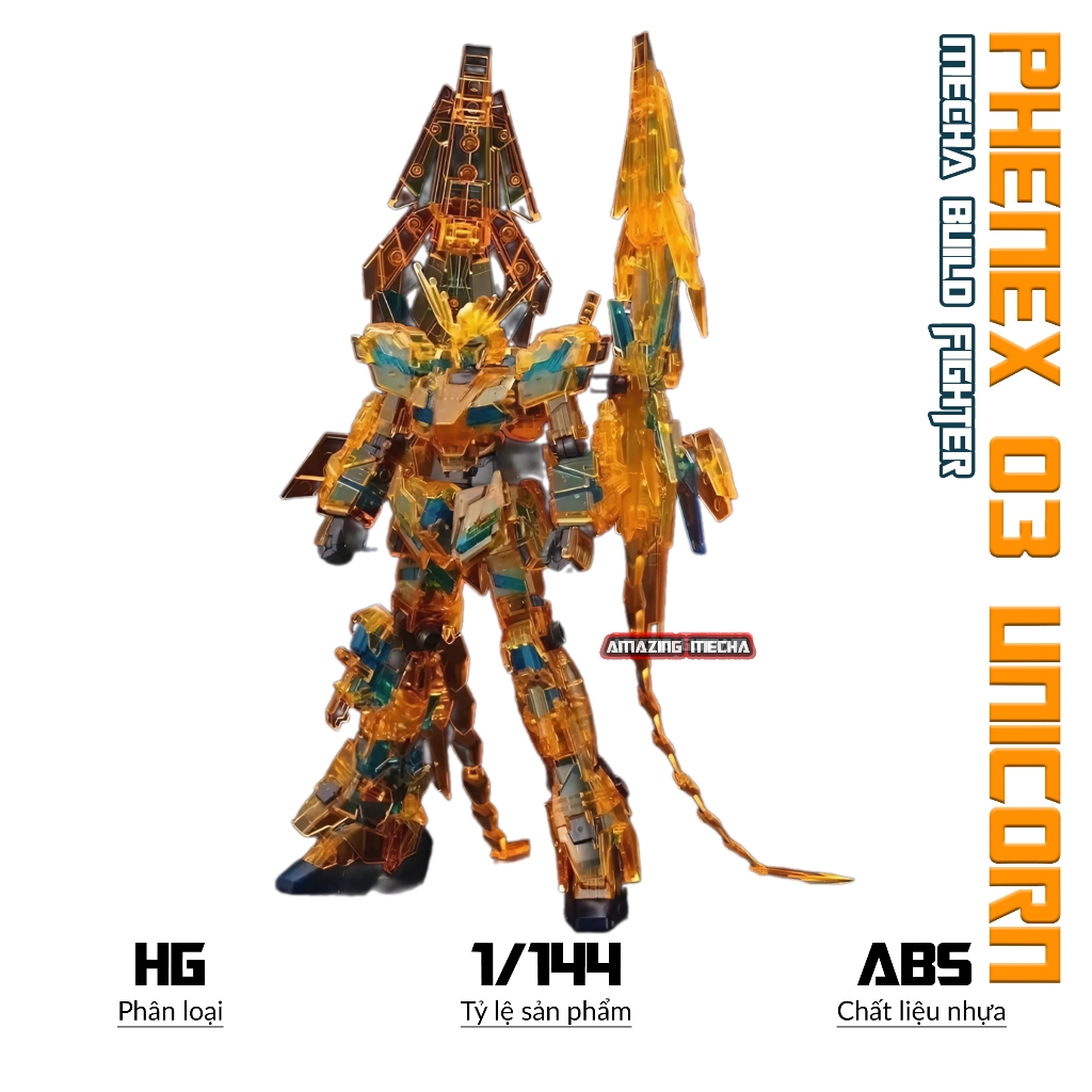 HG Unicorn 03 Phenex Clear Model, 1/144 mecha Fighter, mecha Puzzle ...