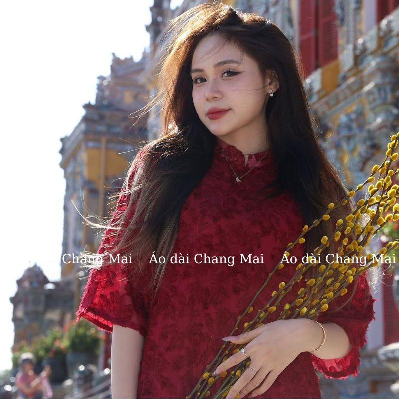 Renovated Yen Phuong Feather Ao Dai with 4 Straight Sides, Bow Tie, Ao Dai CNY 2025 - Chang Mai ...