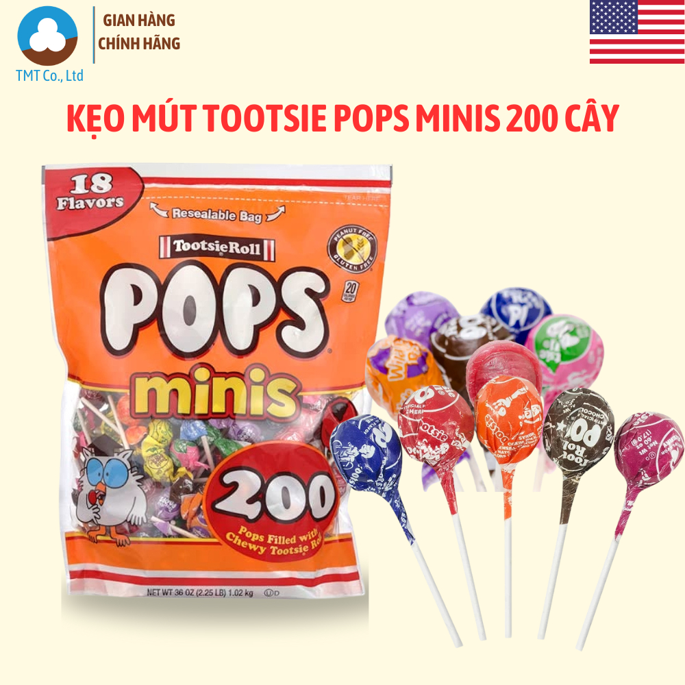 Tootsie Pops Minis lollipop 200 pieces 18 flavors, imported from USA ...