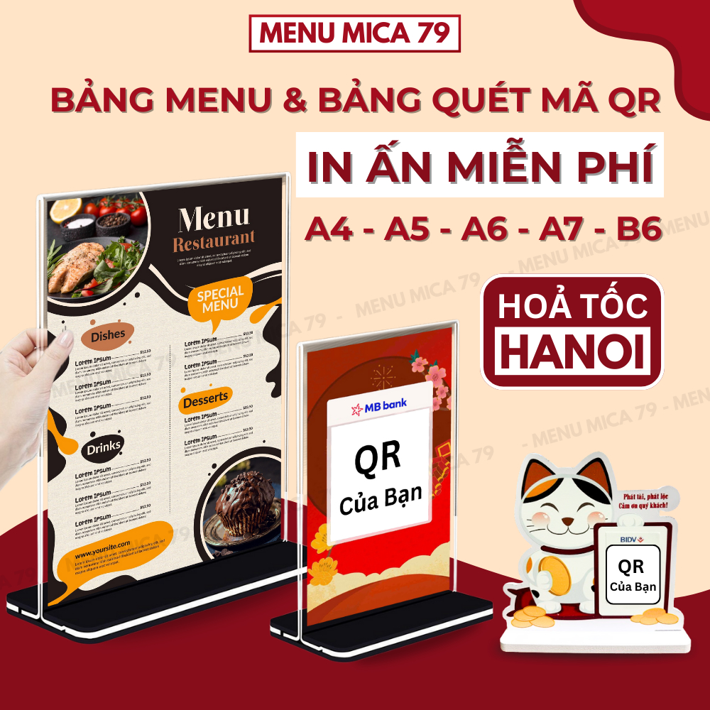 Transparent mica menu board A4, A5, A6, A7,B6, QR code scanning board ...