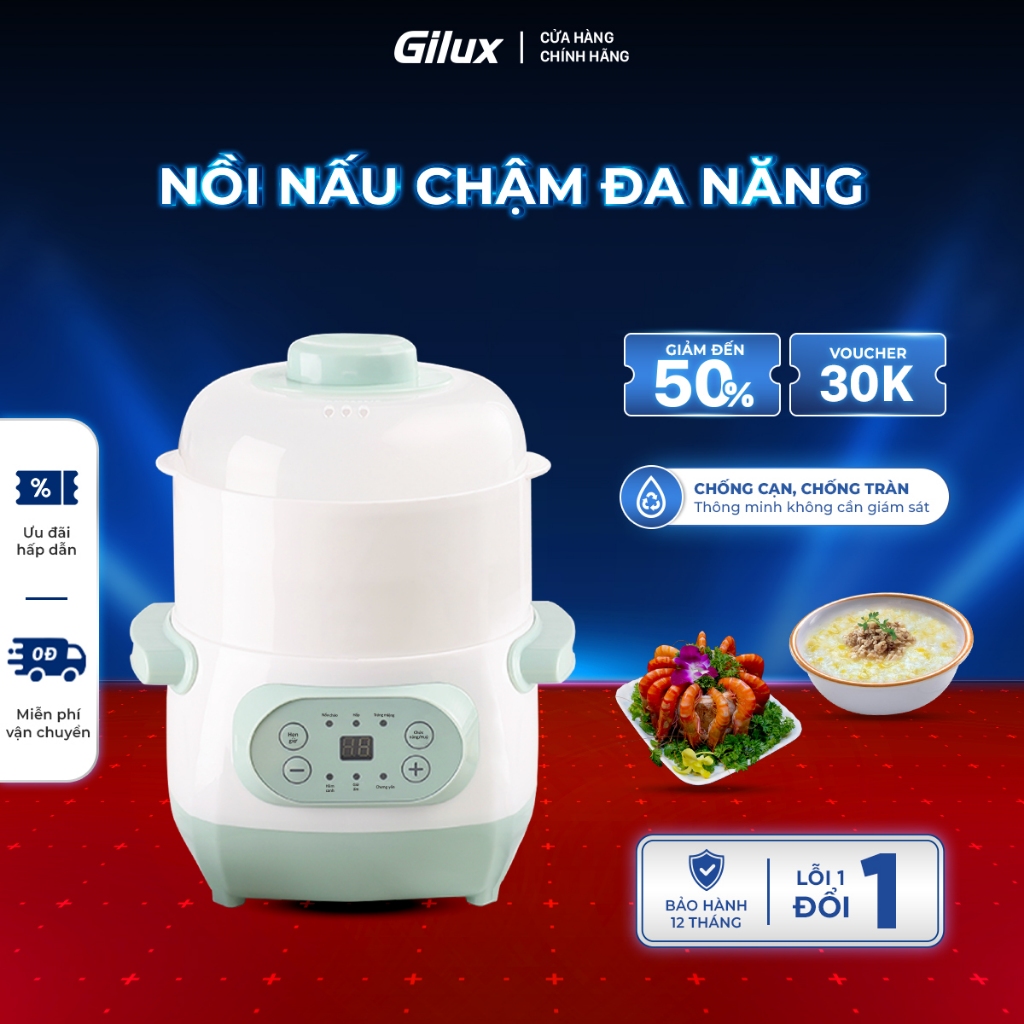 (Exclusive Livestream Shopee X Gilux) Gilux 1L Slow Porridge Cooker - 6 ...