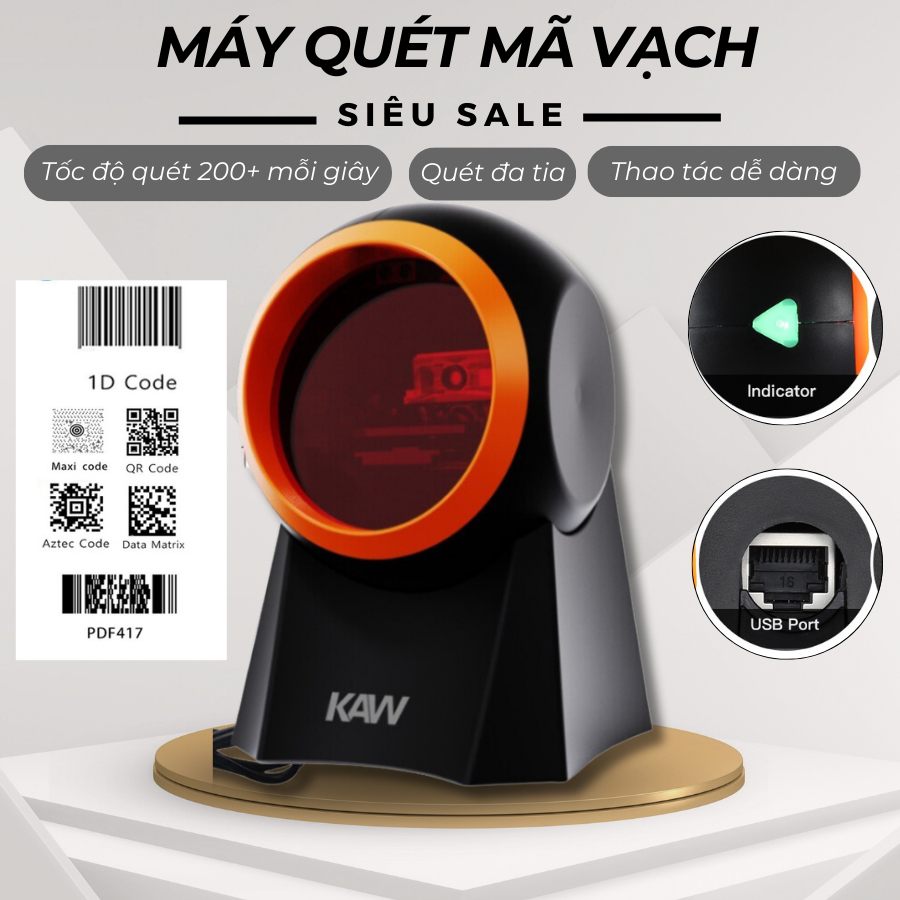 KAW Desktop Multi-beam Barcode Scanner - New CMOS Technology, Easy to ...