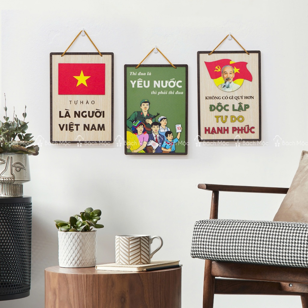Wooden Board with Vietnamese Theme Independent, Patriotic, Welcome to ...