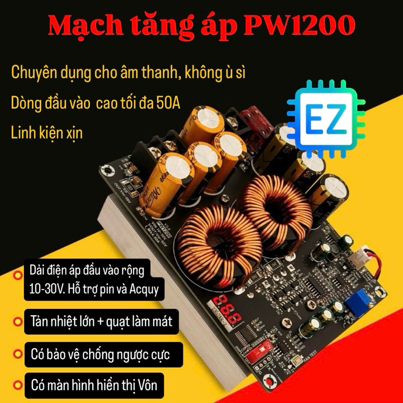 ZK-PW1200 Booster circuit 1200W DC-DC input 10-30VDC output 50VDC with ...
