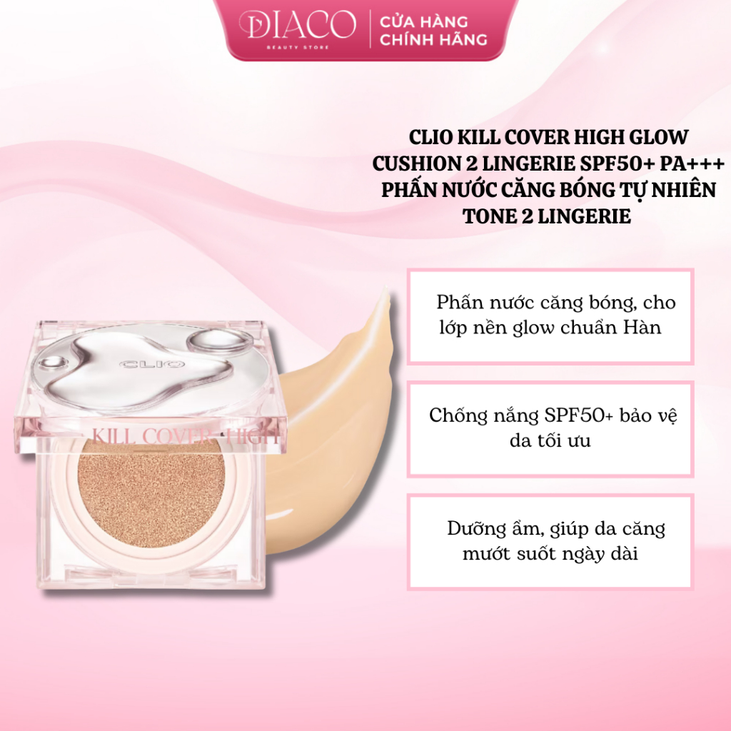 CLIO KILL COVER HIGH GLOW CUSHION 2 LINGERIE SPF50+ PA+++ - TONE 2 ...