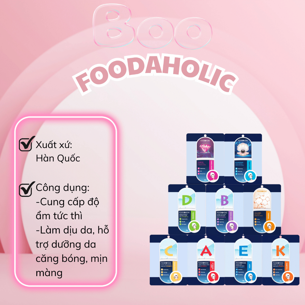 Foodaholic Mask Supports Skin Brightening and Smoothing - Full Box (10 ...