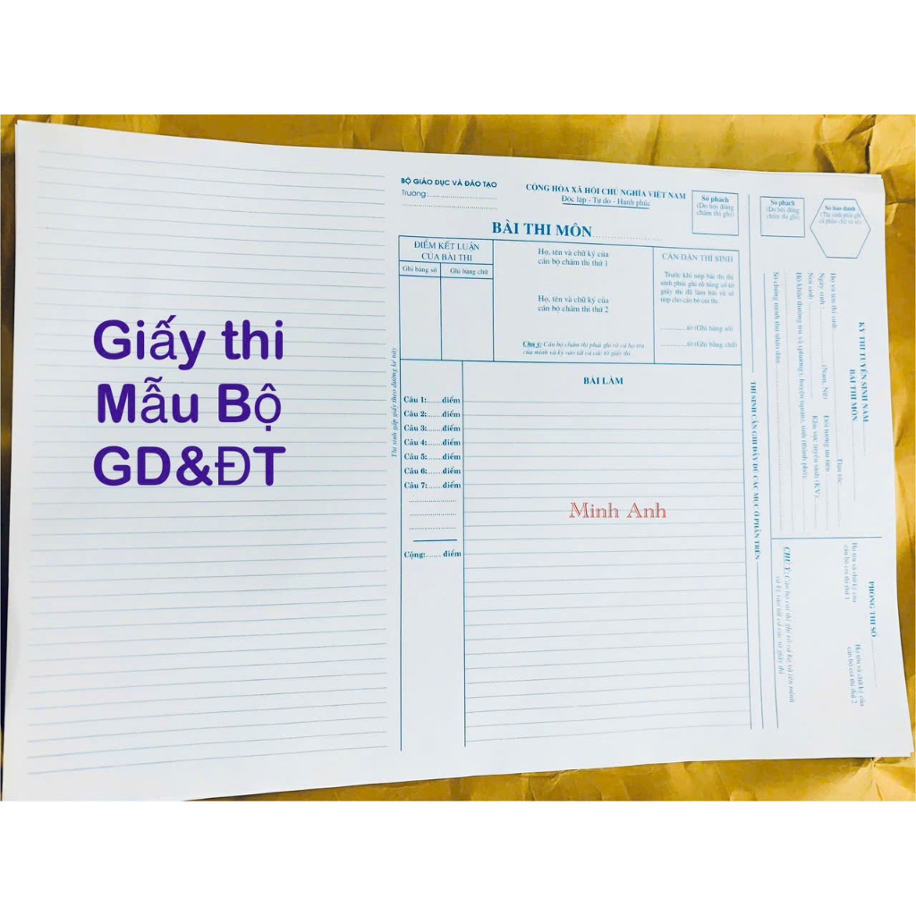 Set of 100 sheets of exam paper Model Ministry of Education& Phone ...