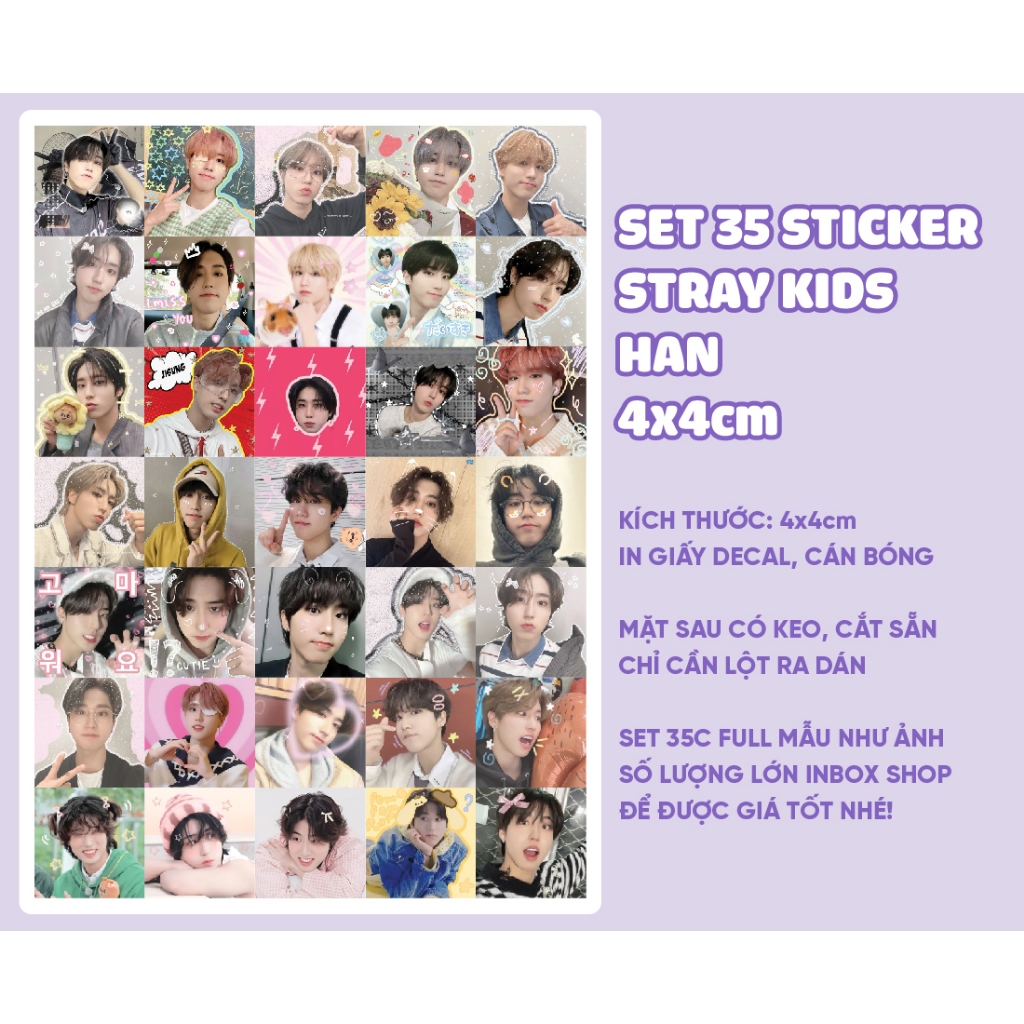 SET of 35 STRAY KIDS HAN sealing stickers size 4x4cm | Shopee Philippines