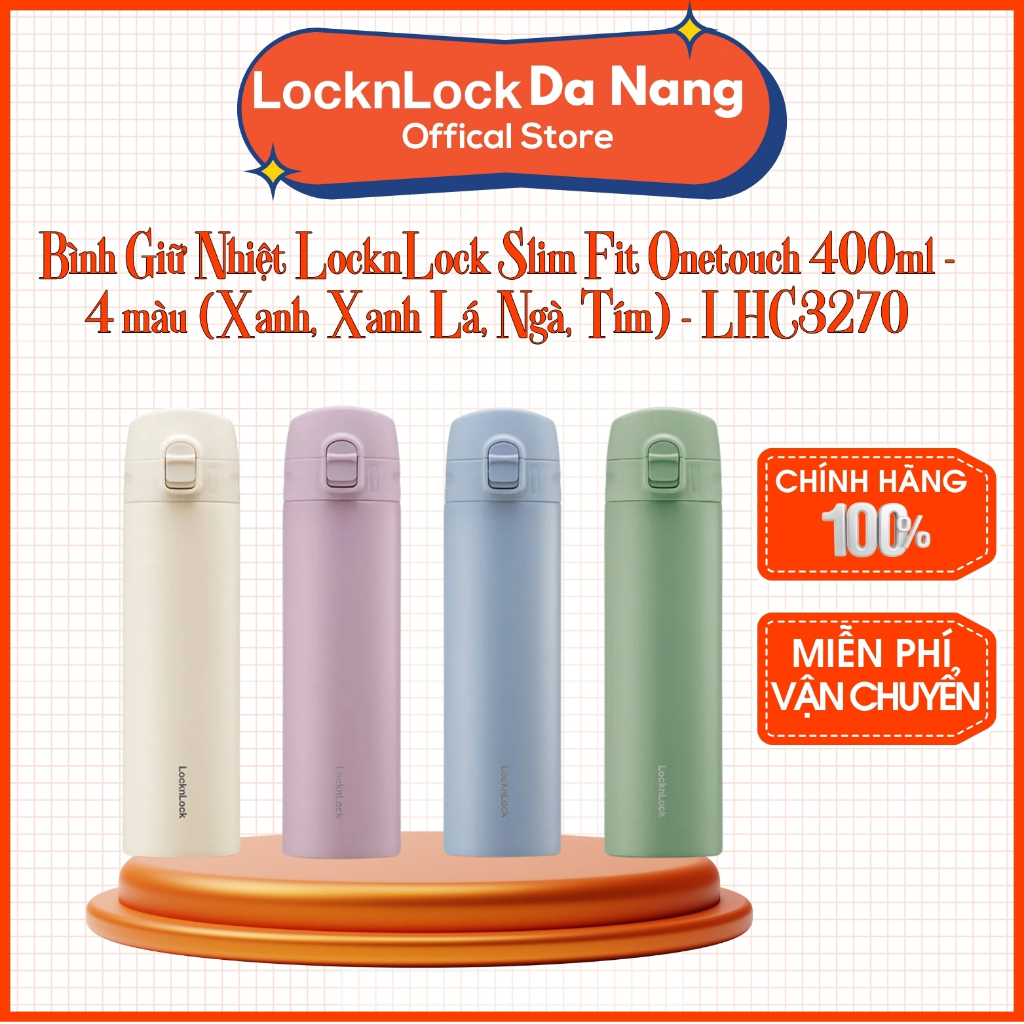 LocknLock Slim Fit Onetouch Thermos Bottle 400ml - 4 colors - Stainless ...