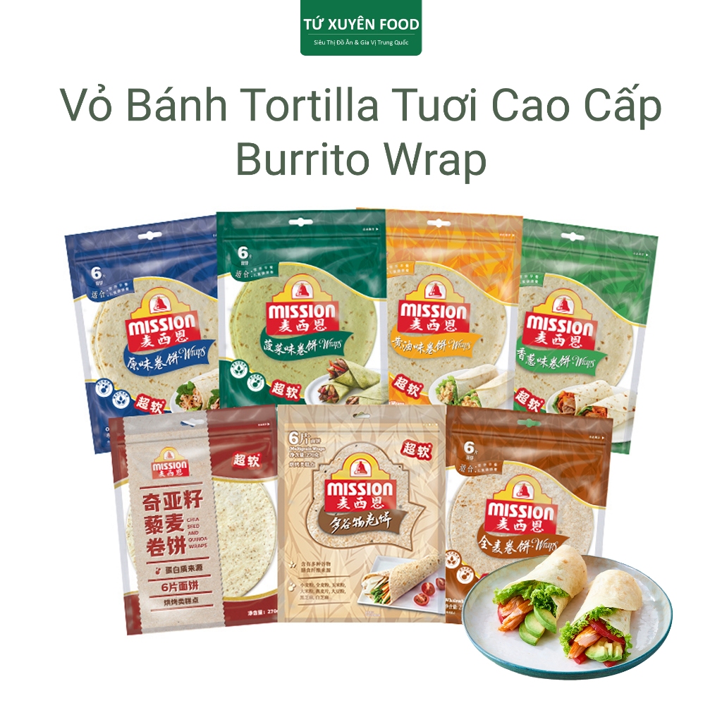 Premium Fresh Tortilla Shells with 7 Flavors, Burrito, Tacos (6 Pieces ...
