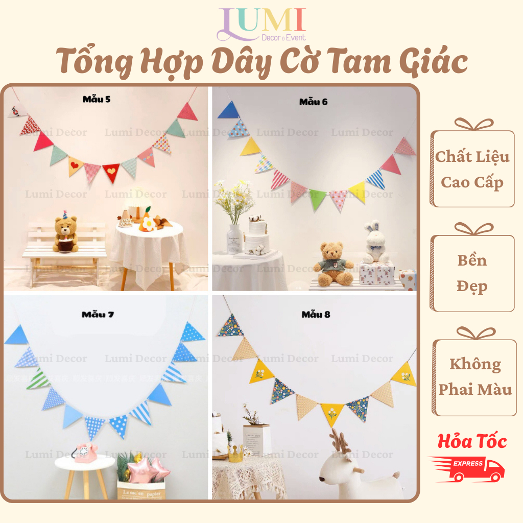 Collection of triangle flag strings for birthday decorations ...