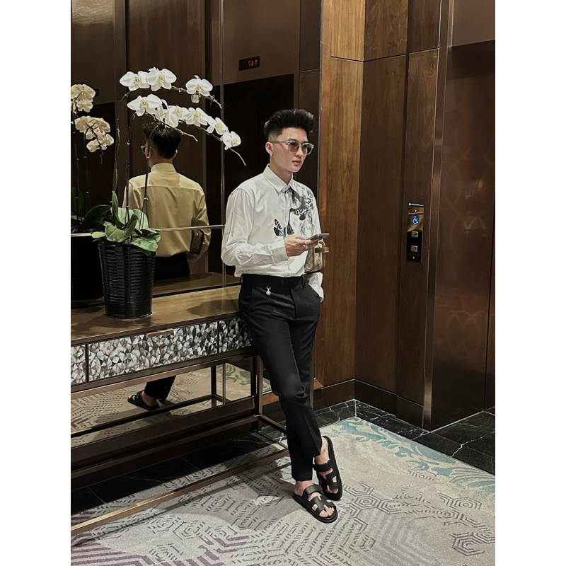 Valen Men's Long-Sleeved Shirt with Dragonfly Pattern on the Chest ...