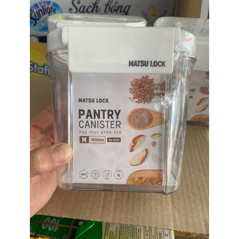 Dry food container 1000ml matsu lock plastic duy Tan box for dried ...