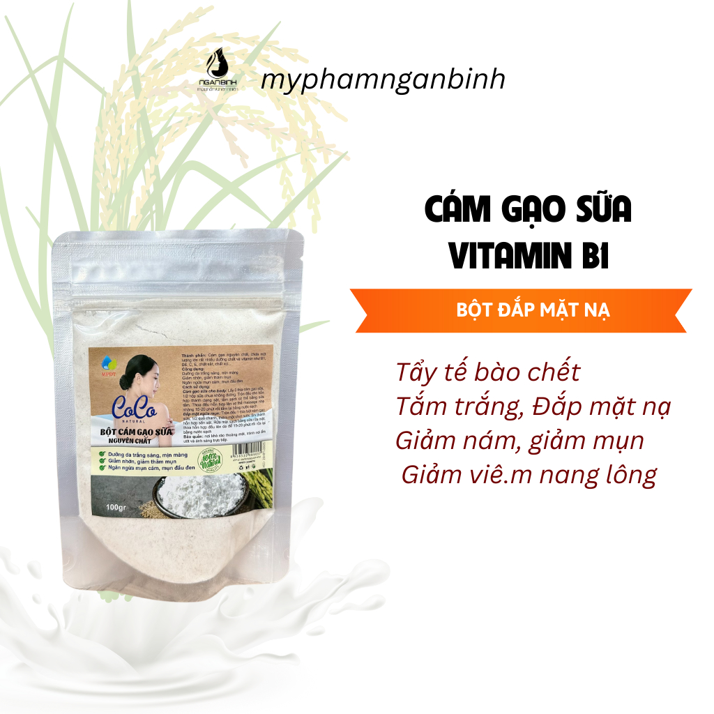 CoCo 100% Pure Milk Rice Bran Powder Whitening, Acne Reduction, Soft ...